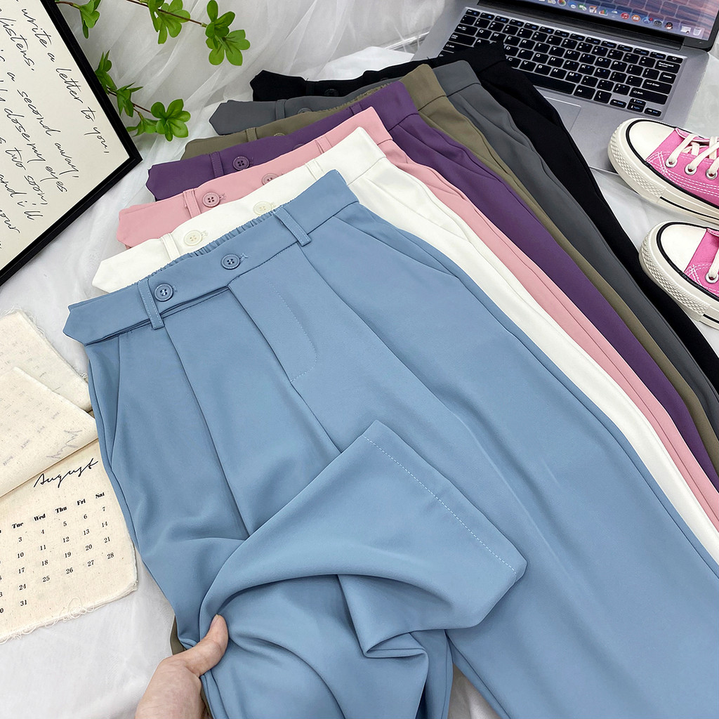 Ecokauer High Waist Vintage Trouser Slacks Pants 25-31 Double Buttons ...