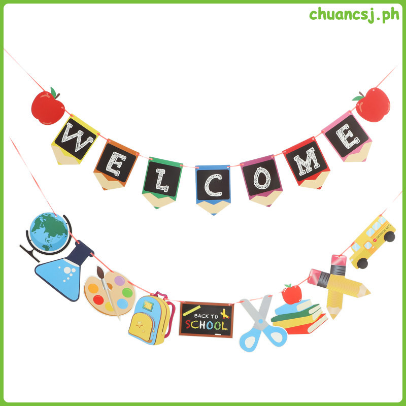 Welcome Banner Decorations to Pull The Flag Classroom Fringed Back ...