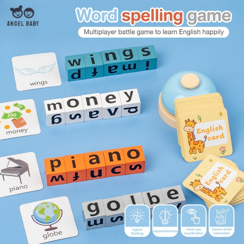 【COD】Letter Spelling Block Flash Cards Puzzle Game English Words Early ...