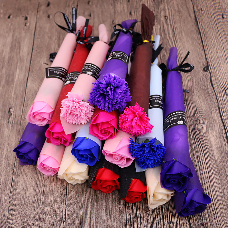 Artificial Flowers Wedding Party Rose Bouquet Soap Flower Home ...