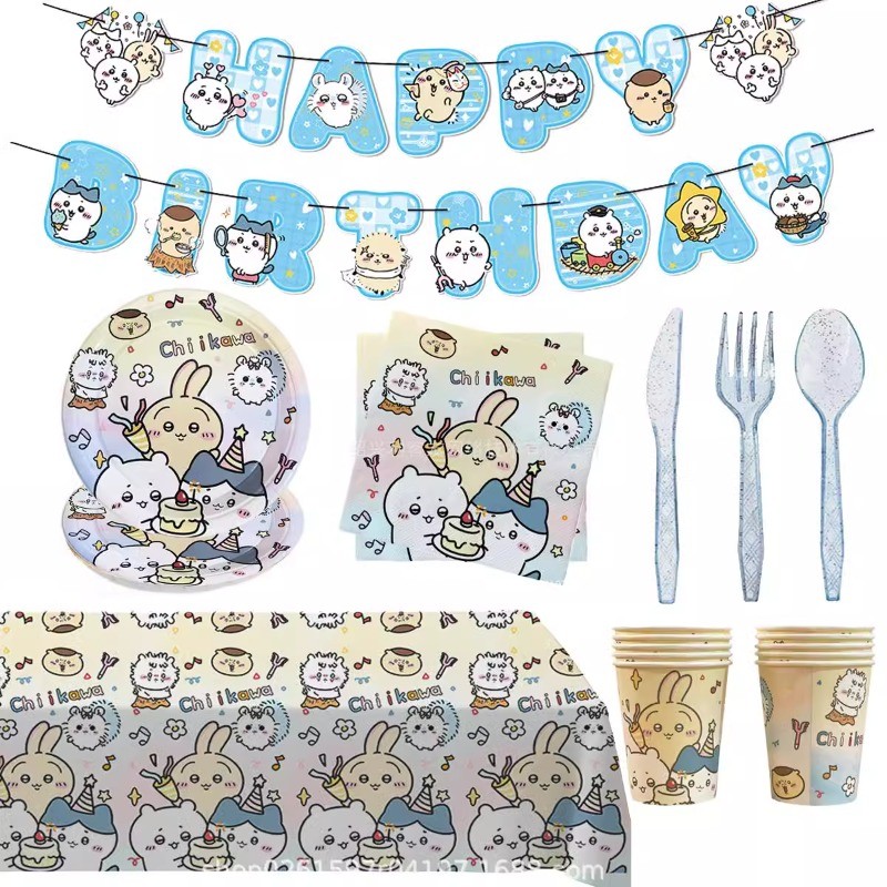 Chiikawa Birthday Party Decoration Chiikawa Theme Cartoon Cute Paper ...