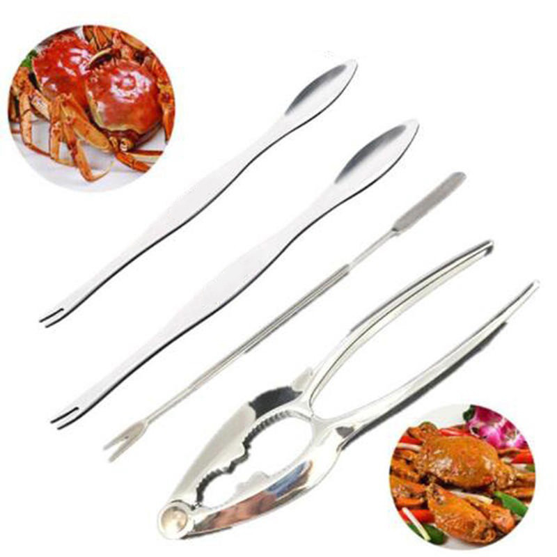 4 Pcs/set Lobster Crackers Crab Leg Tools Stainless Steel Seafood Forks ...