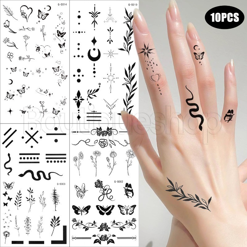 [ Featured ] Black Lines Tattoo Sticker - Facial Tattoo Patch - DIY ...