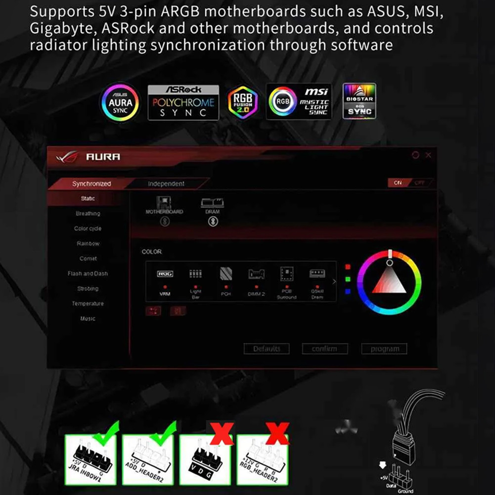 1 to 9 PWM & ARGB Hub Splitter 5V 3Pin ARGB Controller Cooling Fan Hub ...