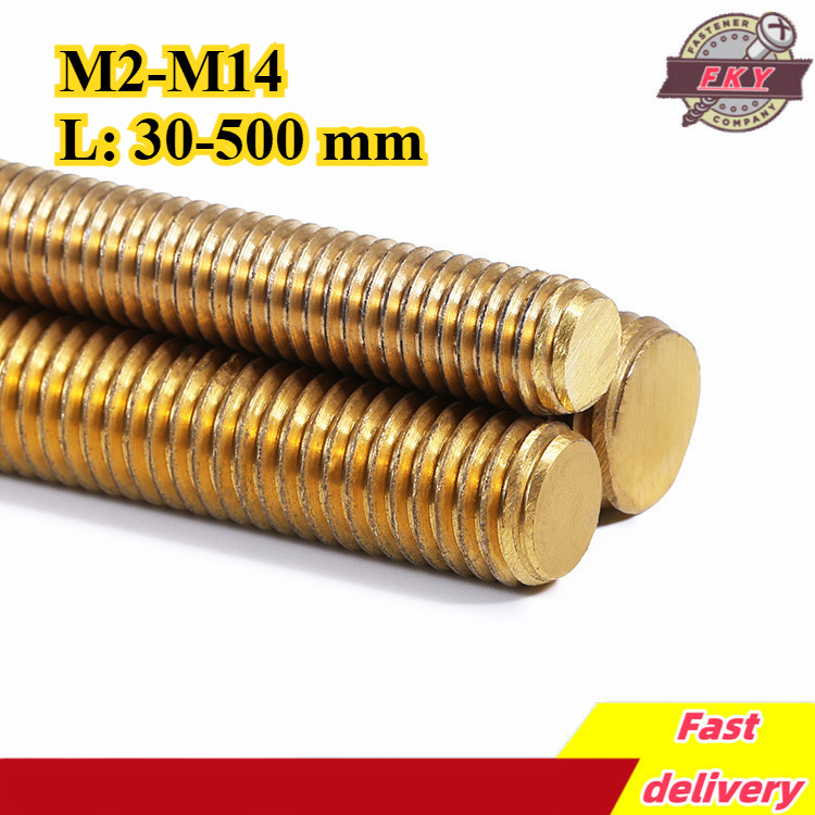 M2-m20 Copper Thread Rod Brass Thread Bar Full Thread Thread Screw ...