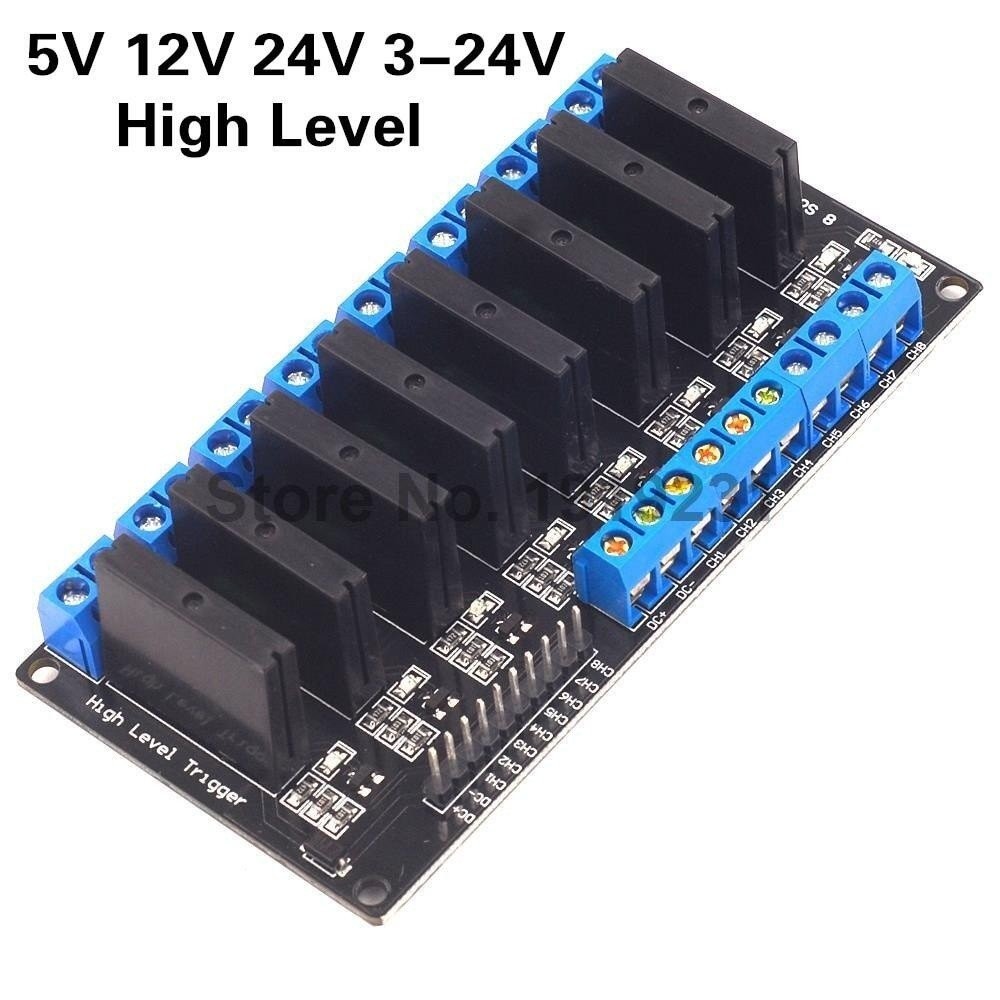 5v 12v 24v 3-24v 8 Channel Solid State Relay Module High Level Trigger ...