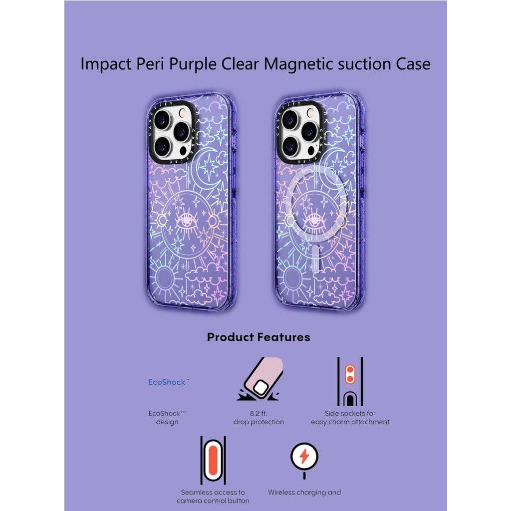 CASETiFY X Magic Eye Peri Purple Magnetic suction Hard Acrylic Back ...