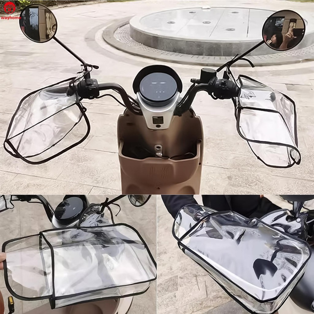 Motorcycle Scooter Bike Handlebar Covers Foldable Waterproof Clear PVC ...