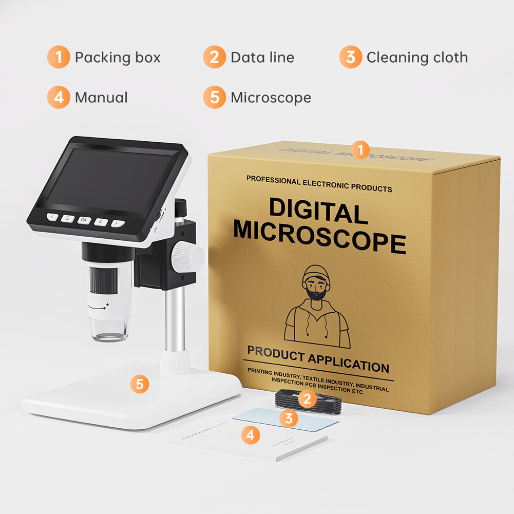 1000X USB Digital Microscope 4.3in LCD Biological Microscope for PCB ...