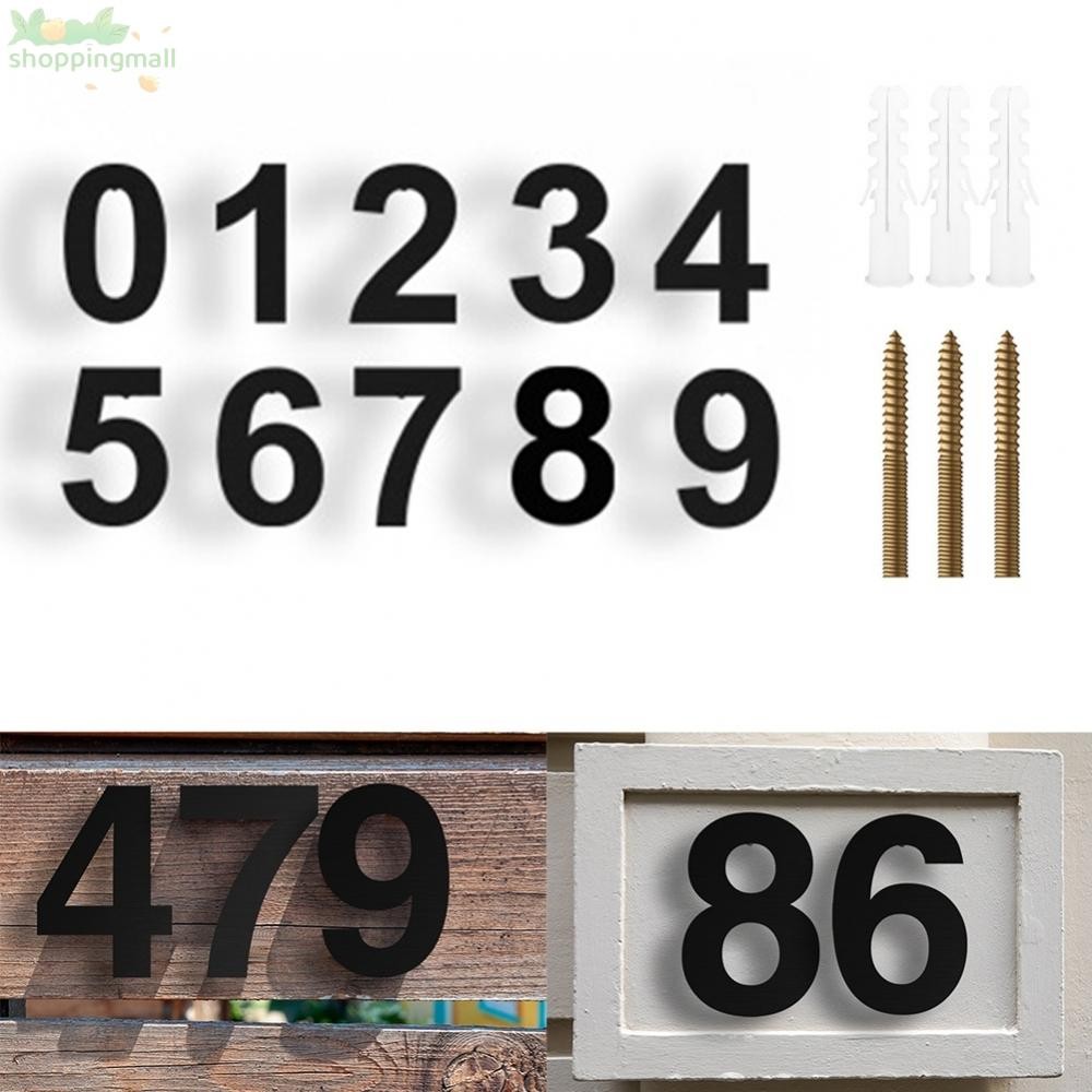 Chic Black Building Signage with 6In Brushed Stainless Steel House ...