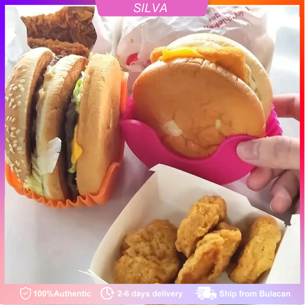 3pcs Silicone Retractable Hamburger Holders Hamburger Fixed Box ...