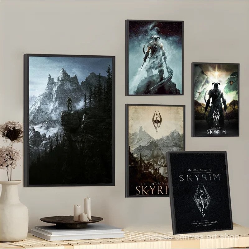 S-Skyrim The Elder Scrolls V C-Canvas Cool Game Poster Nordic Home ...