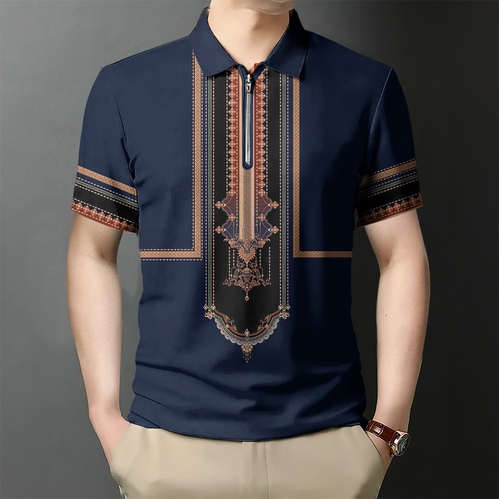 ASEAN Men's Clothing Bohemian Printed Polo Shirt Philippine Ethnic ...
