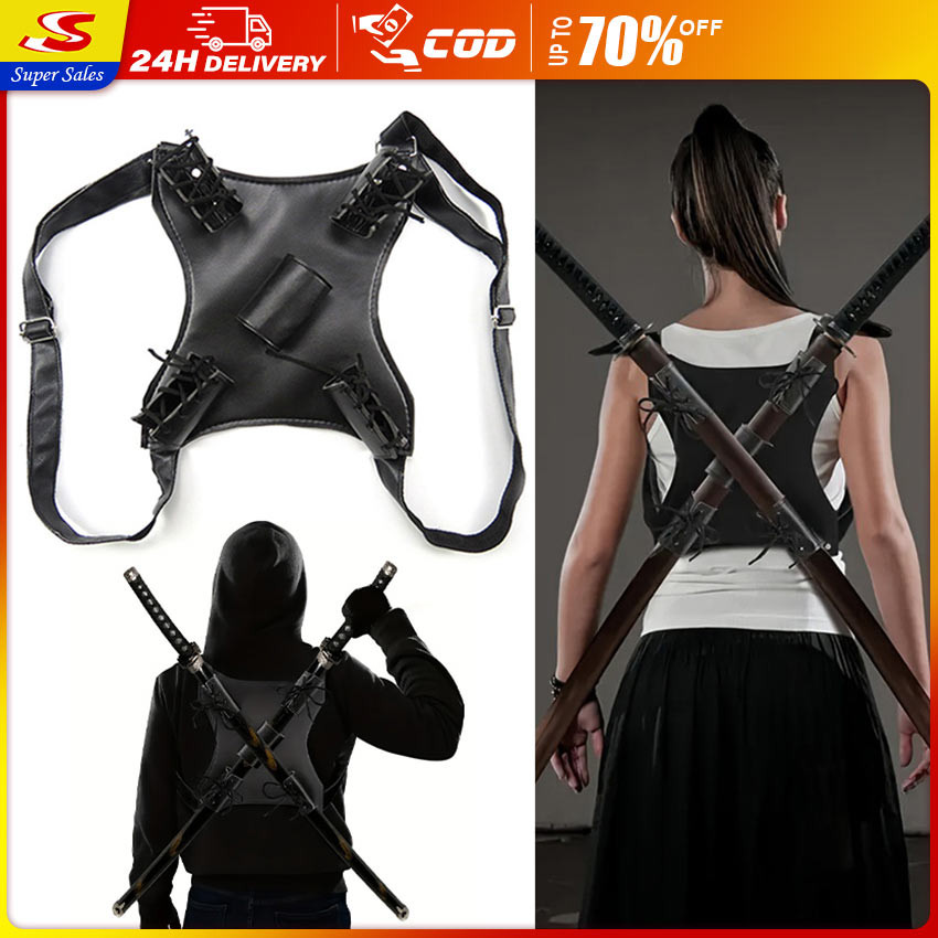 【SuperSales】PU Leather Sw0rd Strap Katana Scabbard Sword Two Scabbard ...