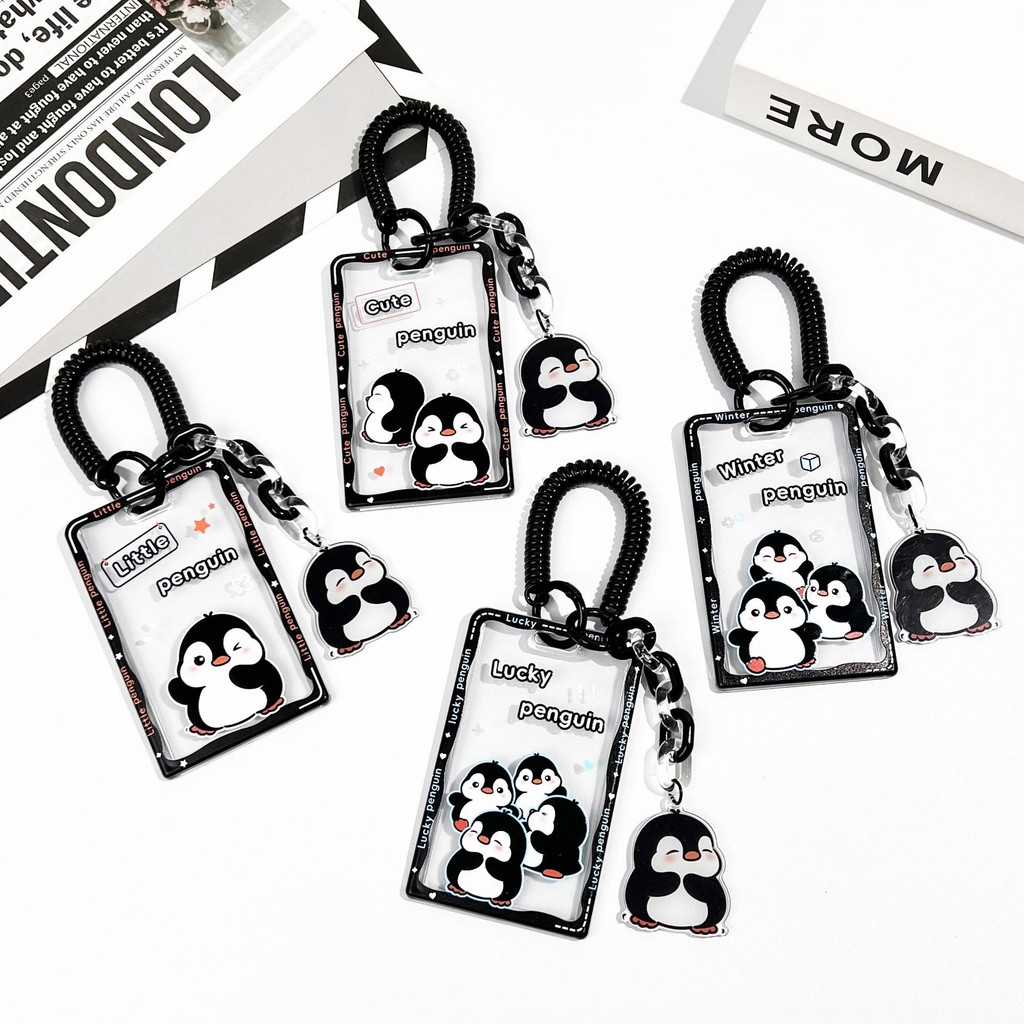 Back To School Anime Penguin Hard Card Holder Clear Waterproof Beep ...