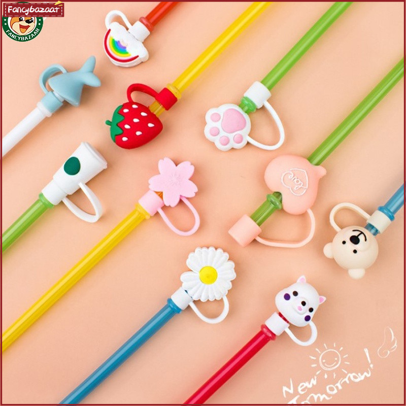 【☀️FB】Dustproof Silicone Straws Cover Creative Cute Silicone ...