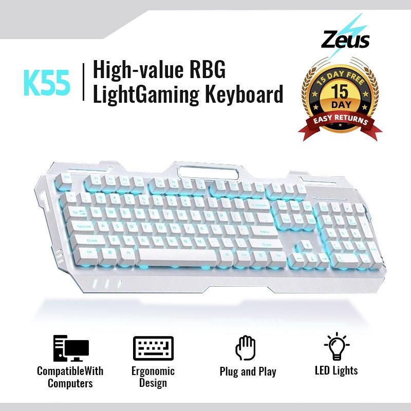 Zeus K-55 RGB Gaming Keyboard 104 Keys Backlight Wired Mechanical ...