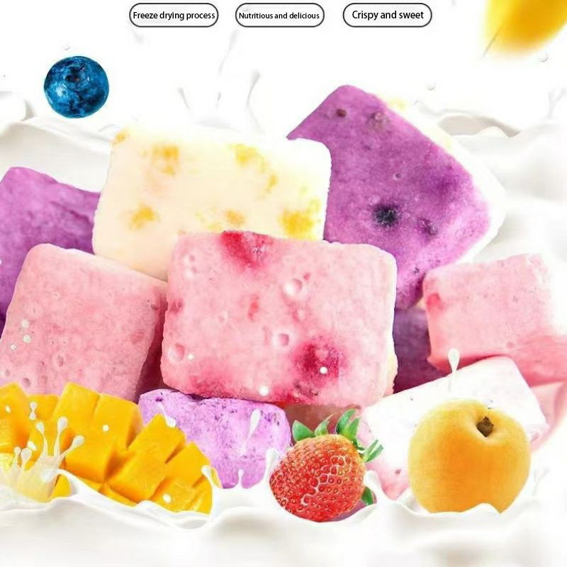 Yogurt freeze-dried block 4 flavors strawberry blueberry yellow peach ...