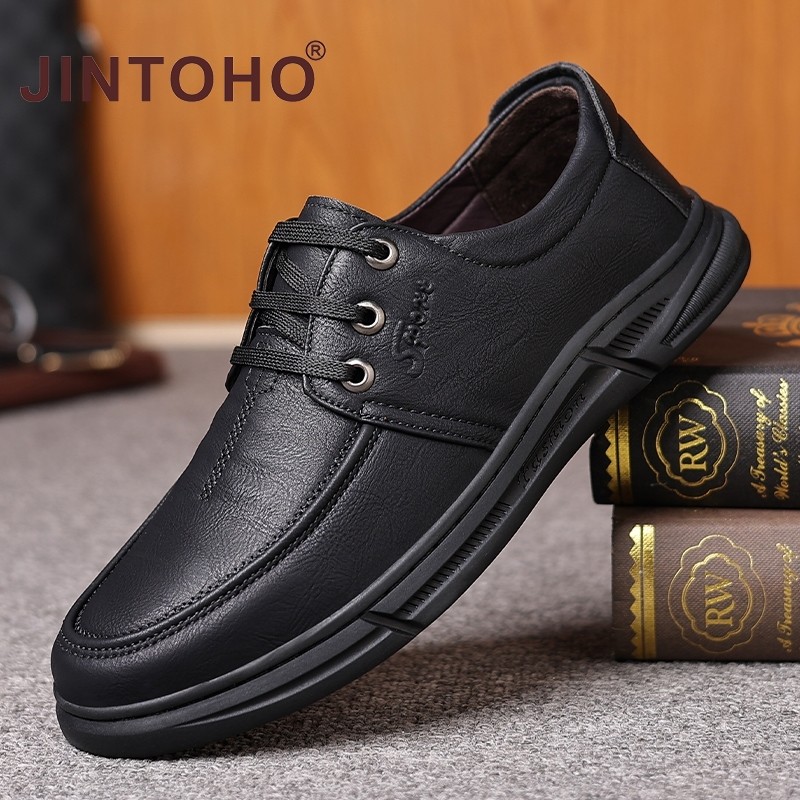【JINTOHO】High Quality Brand Cow Leather Shoes Fashion Lace Up Rubber ...