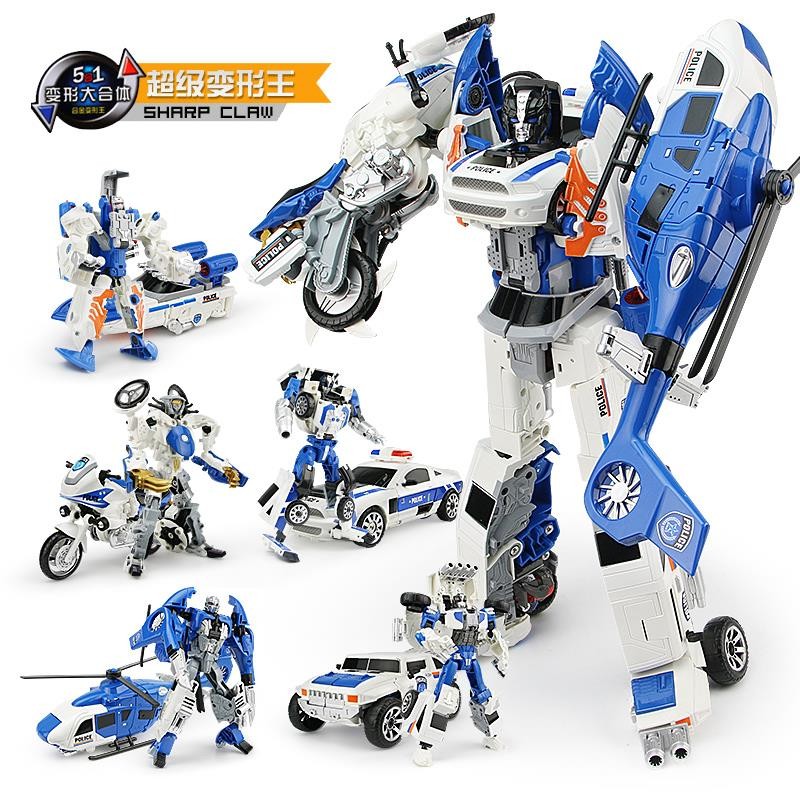 Kaiyu Toy Rongda Alloy Transformer Toy Autobots Police Car Motorcycle ...