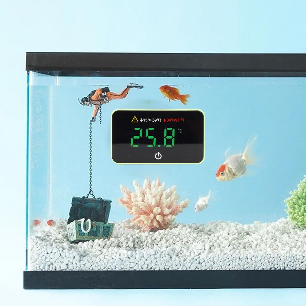 LED Digital Aquarium Alarm Temperature Gauge Touch Type Sensor Fish ...
