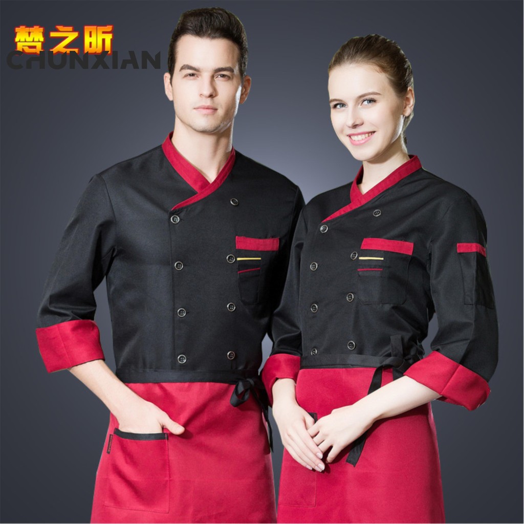 MALINA READY STOCKChef Jacket Work Ddresses Men Uniform Shirt Catering ...