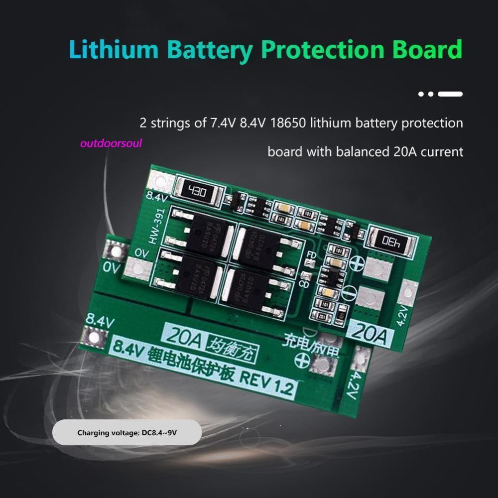HW-391 2S 20A Lithium Battery Protection Board 18650 BMS Module Balance Lithium Battery Charger ...