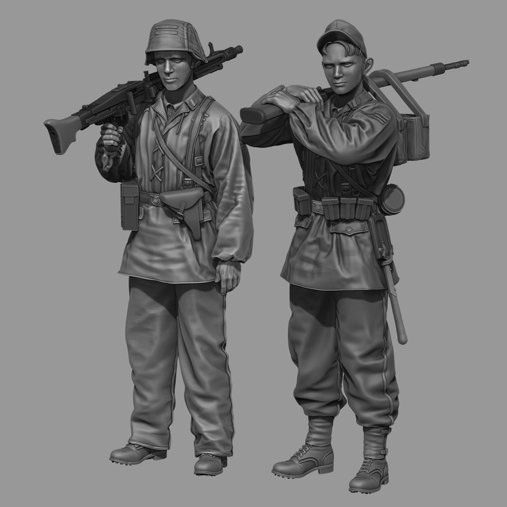 1/35 MG42 Team, Resin Model figure soldier, WWII Military themes ...