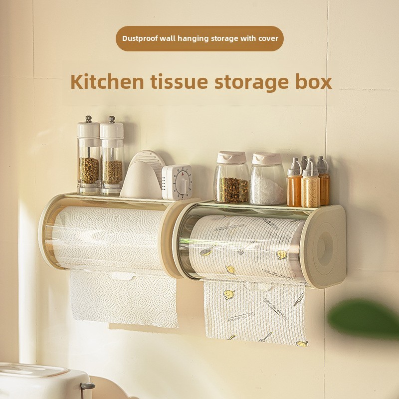 Kitchen Roll Paper Storage Box Wall-mounted Kitchen Toilet Roll Paper ...