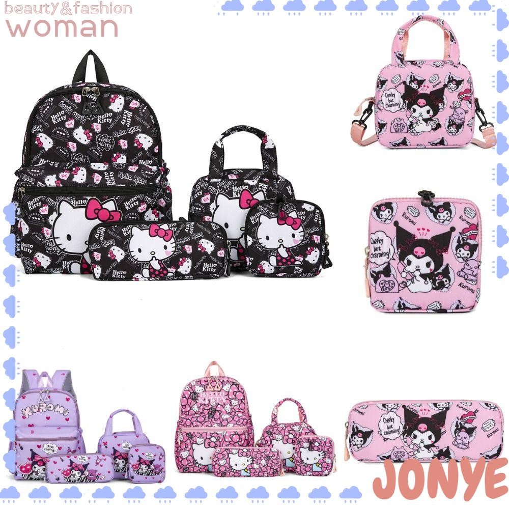 JONY1 4pcs Sanrio Backpack, Large Capacity Hello Kitty Student ...