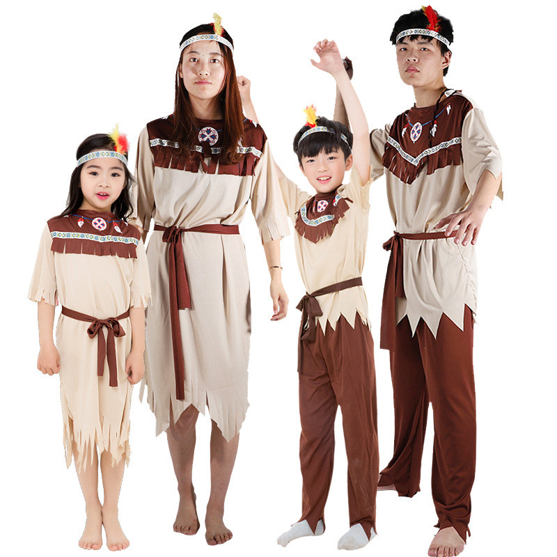 Indians Outfit Primitive People Wild Man Costumes For Boy Gilr Kids Men ...