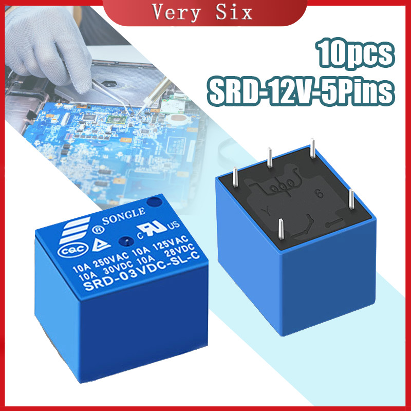 10Pcs 5Pin/12V/DC 10A SRD Relays for Protection Circuit Switch | Shopee Philippines