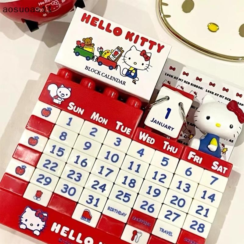 ao Kawaii Hello Kitty Desk Calendar Anime Sanrio KT Cat Creative DIY ...