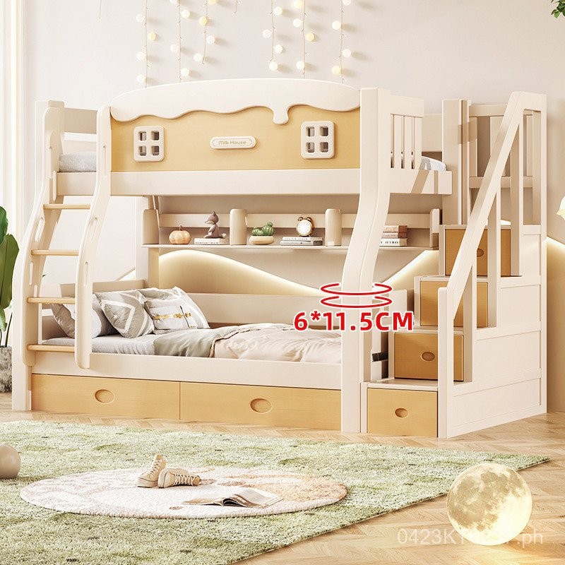 Double Bunk Bed for Adults&Bunk Bed Mother and Child Bed Wooden Bed All Solid Wood Children's ...