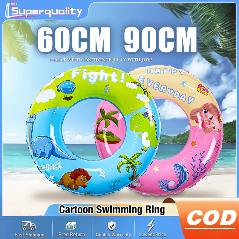 Inflatable Swim Ring Cartoon Characters Print Swimming Circle Floater ...