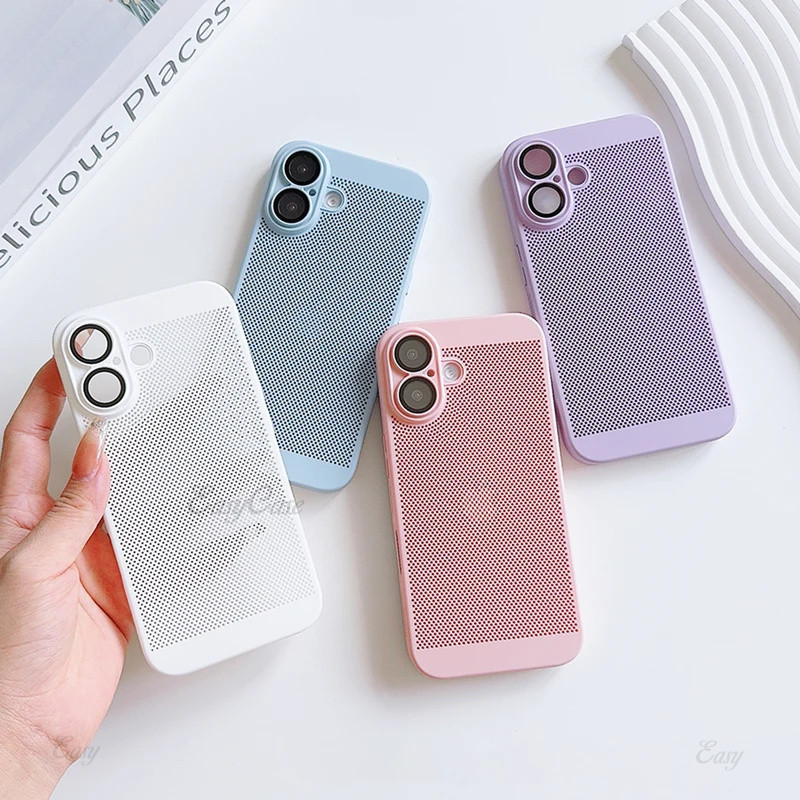 Mesh Breathable Phone Case For iPhone 16 15 14 13 12 Mini 11 Pro XR X ...