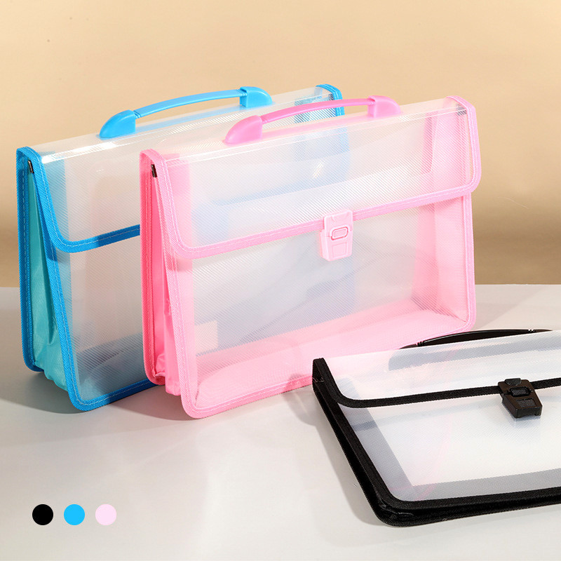 Transparent A4 File Folder Portable Handle Waterproof Expanding Storage ...