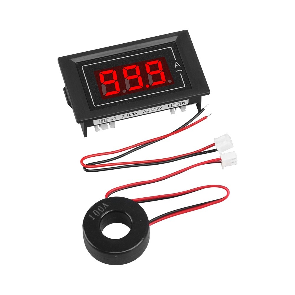 Amp Meter AC220V 100A Digital Ammeter Panel LED Multimeter 2 Wire ...