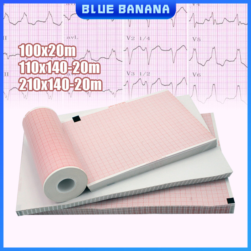 ECG Recording Paper 210mm/110mm*20M ECG Thermal Diagnostic Paper Red ...