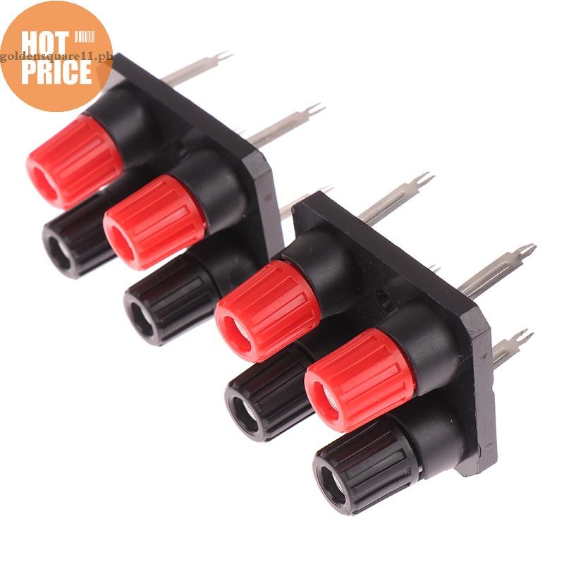GOLDEN 2pc External Banana Jack 4Pin Speaker Amplifier Wire Clip Socket ...