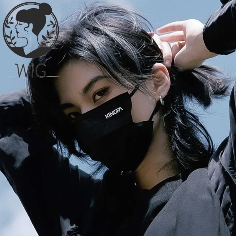 Samurai head wig male Korean version handsome anime natural fluffy wolf ...