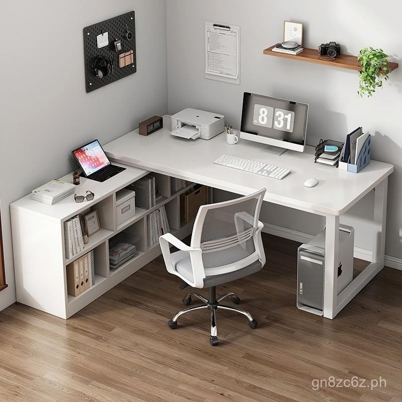 Corner Desk Bookshelf Integrated Table L Computer Desk Student ...