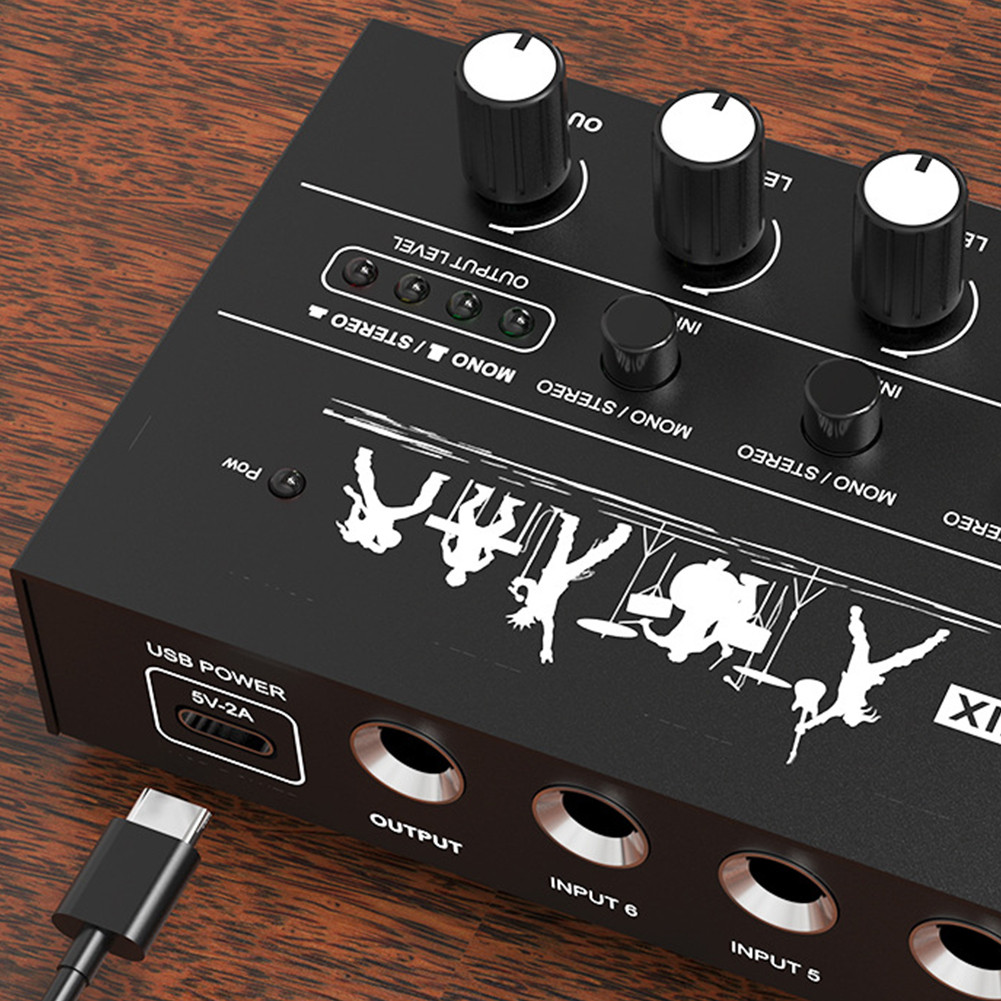 6-Channel Line Mixer Stereo Mixer for Guitars Bass Keyboards and Stage ...