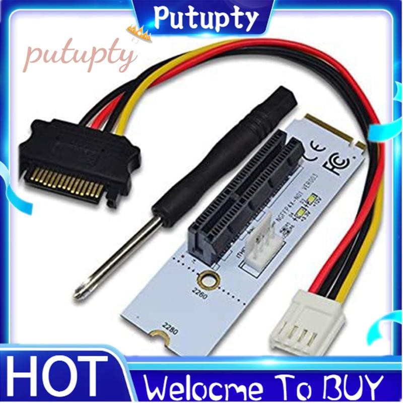 NGFF M.2 to PCI-E 4X Riser Card M2 Key M to PCIe X4 Adapter with LED ...