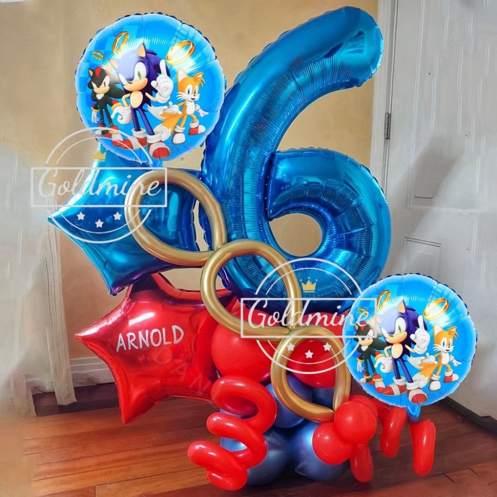 Game Sonic Balloon Set The Hedgehog Themed Blue Number Foil Balloon Boy ...