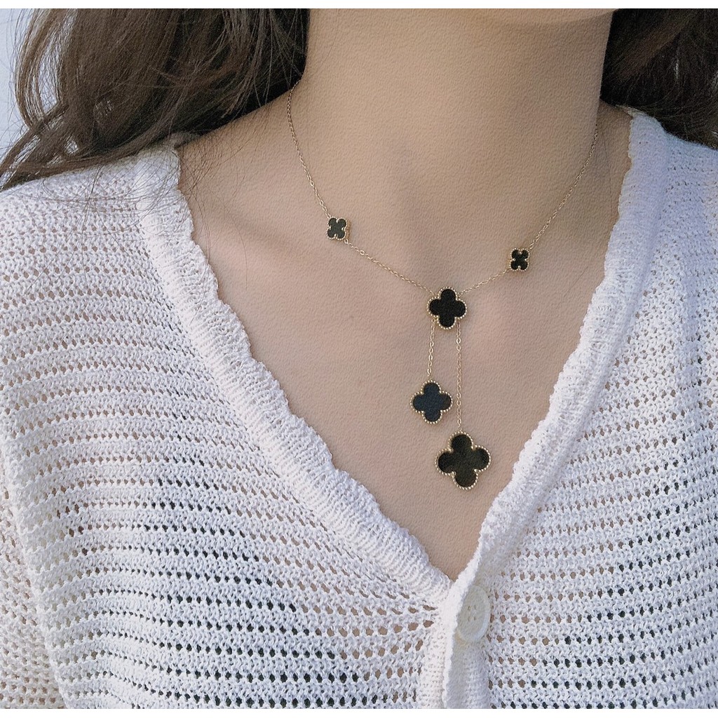 Casual Van Cleef & Arpels Necklace Chain Letter Logo Choker Titanium ...