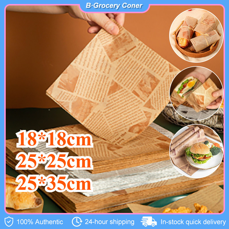 50/100pcs Sandwich Wrapping Greaseproof Paper BBQ Dessert Wrapping ...