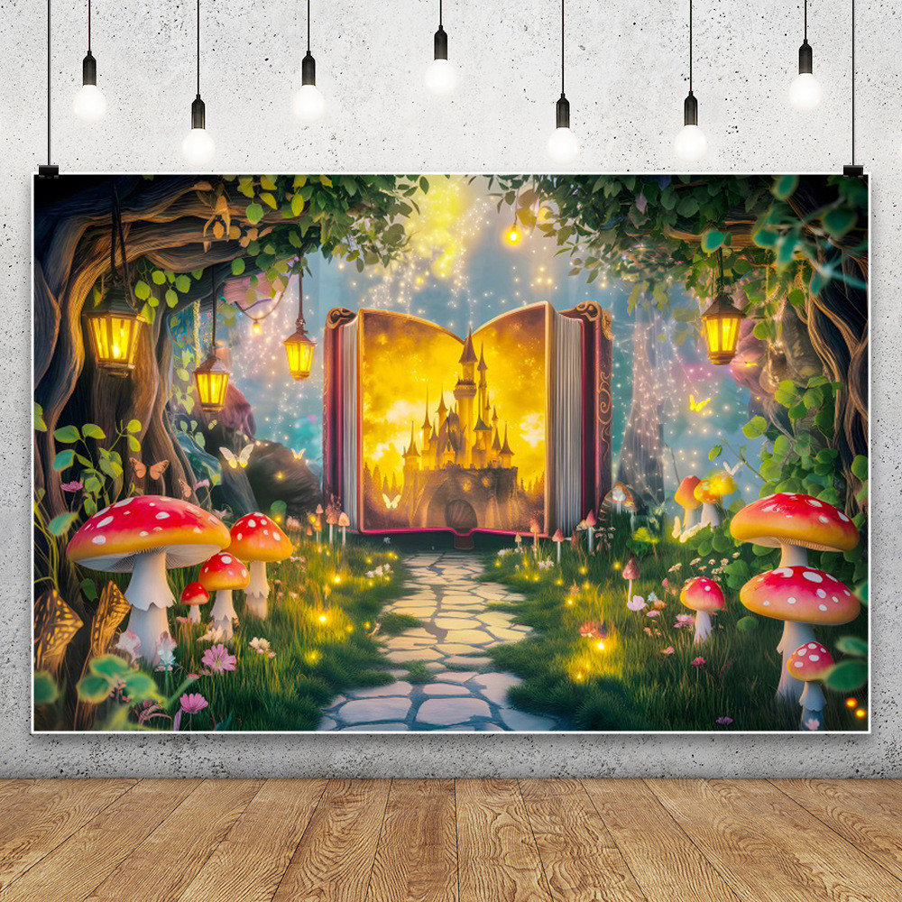 Fantasy Magic Forest Castle Mushroom backdrops cloth Children's ...