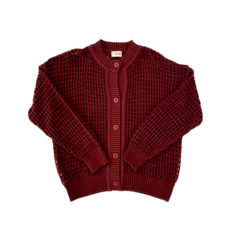 Vintage House Knit Knot Ruka Net Cardigan (Korean Style Women's Hollow ...