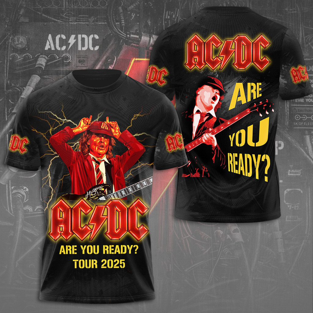 New sale!!! 2025 ACDC Pwr Up World Tour 2 Sided Shirt, Rock Band ACDC ...